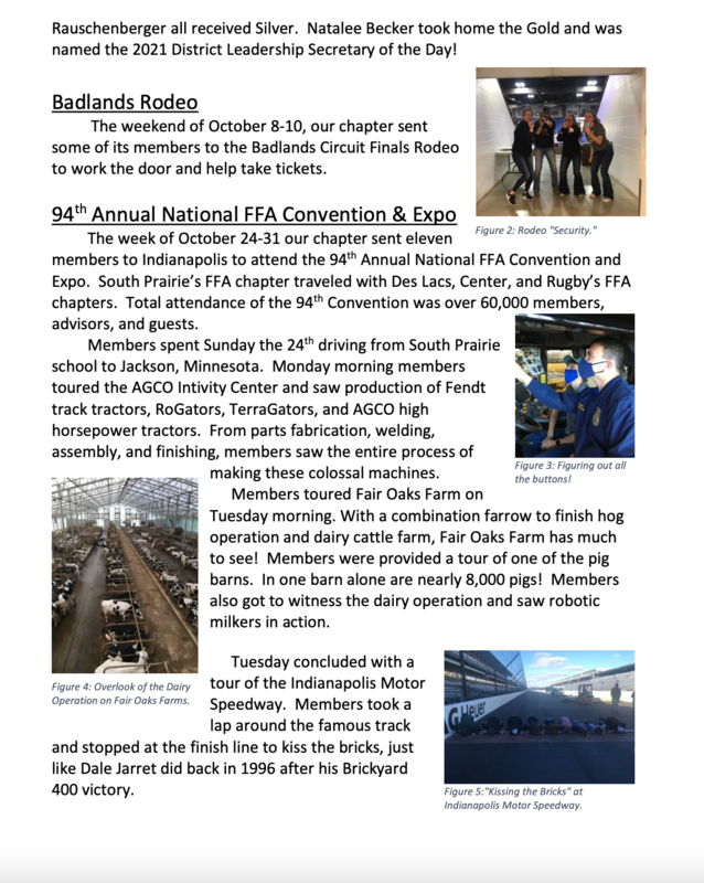 FFA October Newsletter | South Prairie School District